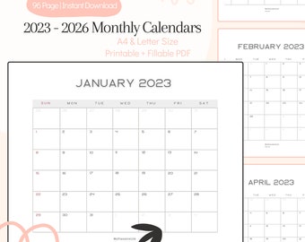 2023 Calendar PDF Printable Blank Monthly Calendar 2023 With - Etsy
