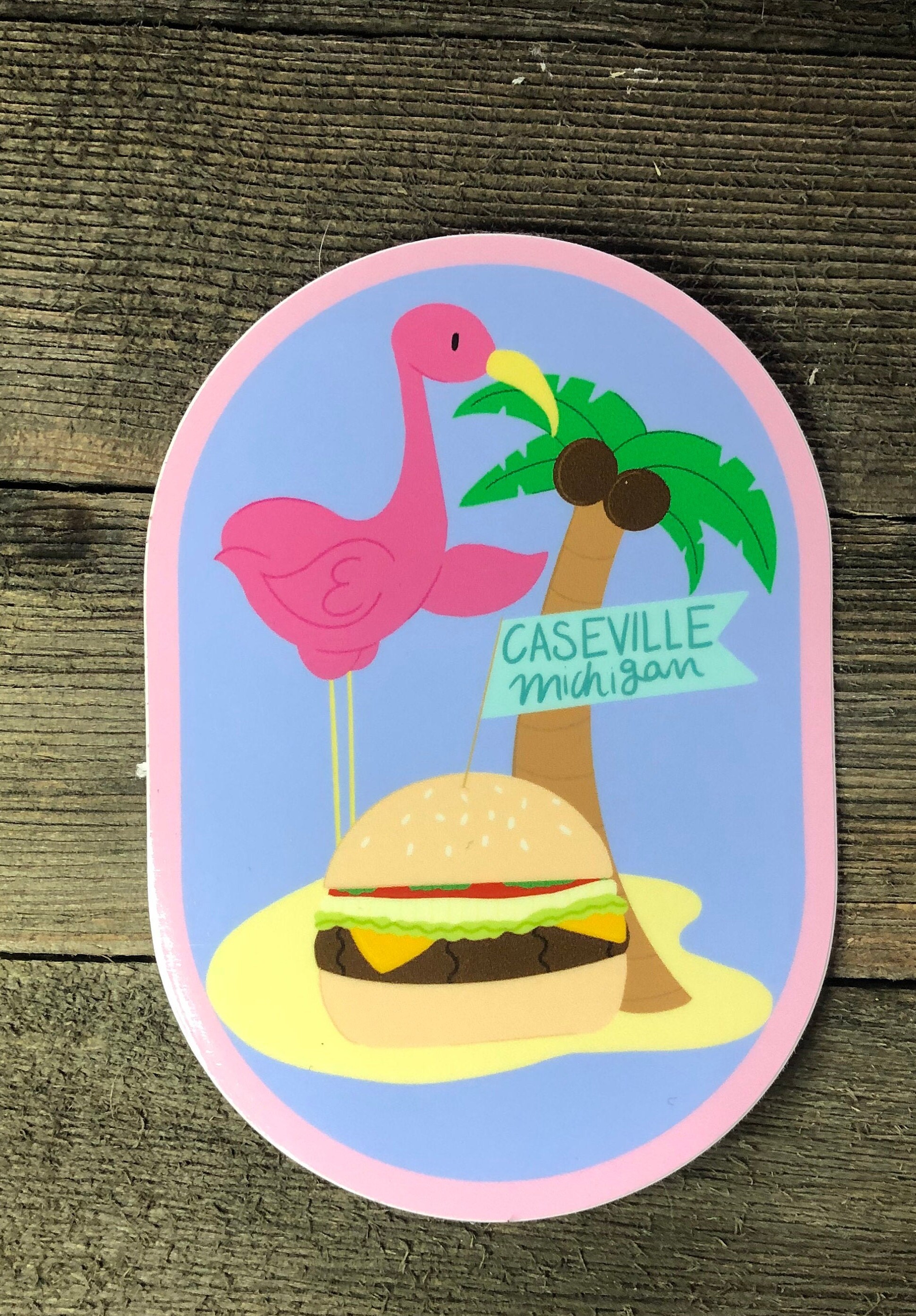 Caseville Cheeseburger Vinyl Sticker - Etsy