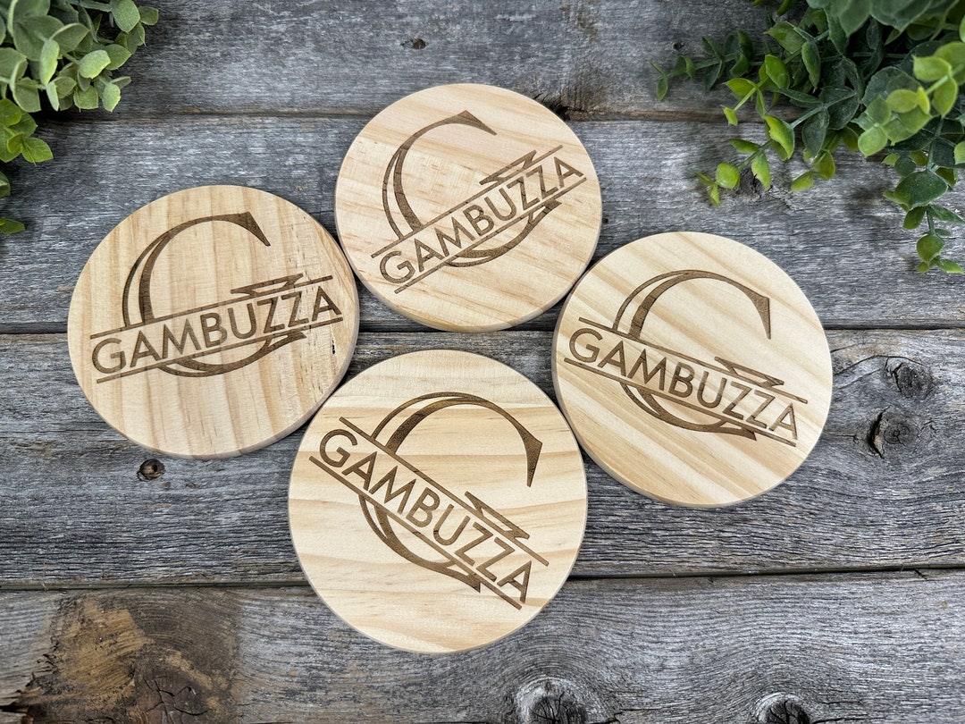 Laser Engraved Round Personalized Coasters Wish Last Name and Last ...