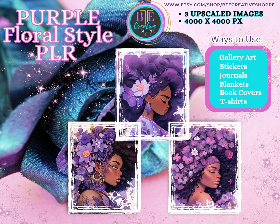 Purple Floral Style PLR, AI Art, Purple Floral Gifts, PLR, - Etsy
