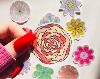 Flower Stickers Envelope of Flower Sticker Illustrated Sticker Gift for ...