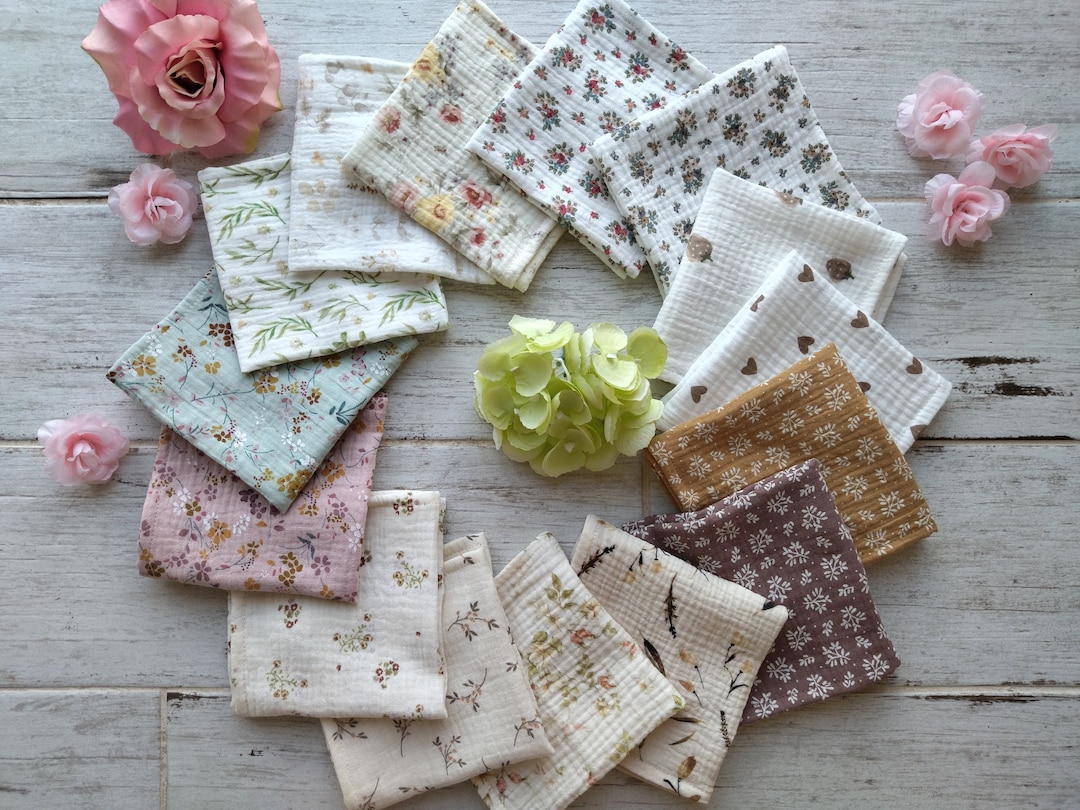 Floral Muslin Handkerchief, Soft Double Gauze Cotton Hankies, Eco ...