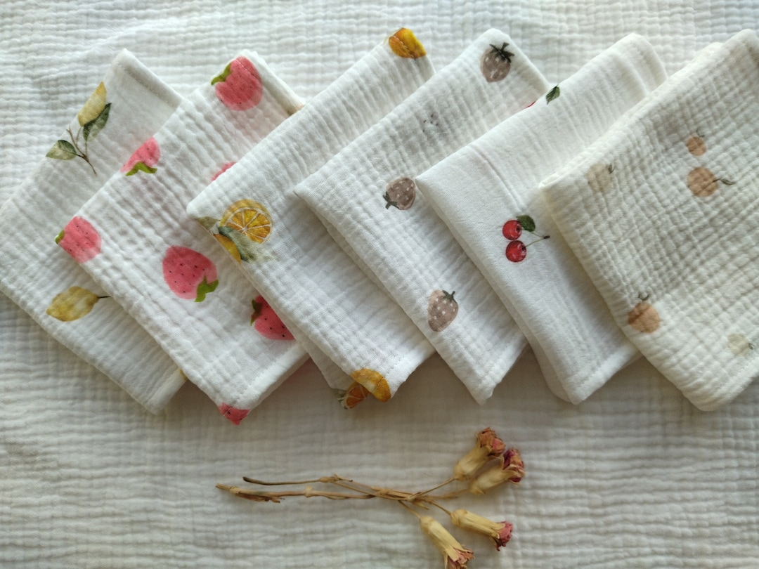 Organic Muslin Handkerchiefs, Extra Soft Double Gauze Fruits Hankies ...