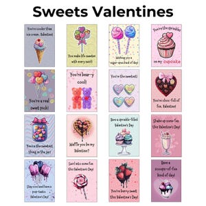 Printable Kids Valentines Day Cards Sweet Treats, Front and Back ...