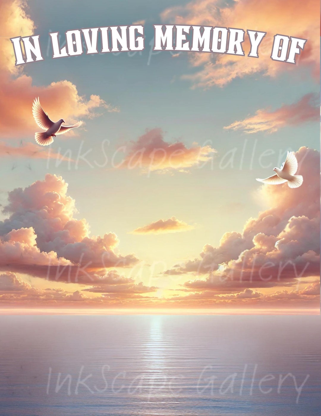 Memorial Background Image With Doves and Sunset in Loving Memory ...
