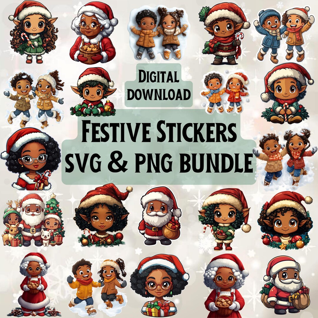 Festive Holiday Digital Stickers | Fun Holiday Decor | Printable ...