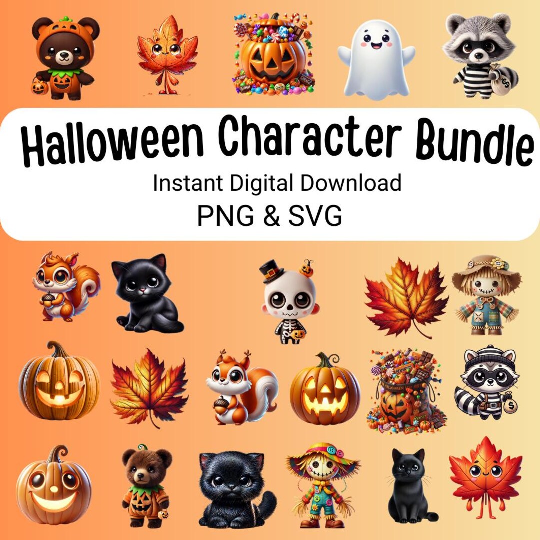 Cute Halloween SVG PNG Bundle | Instant Download | Cut Files Cricut ...