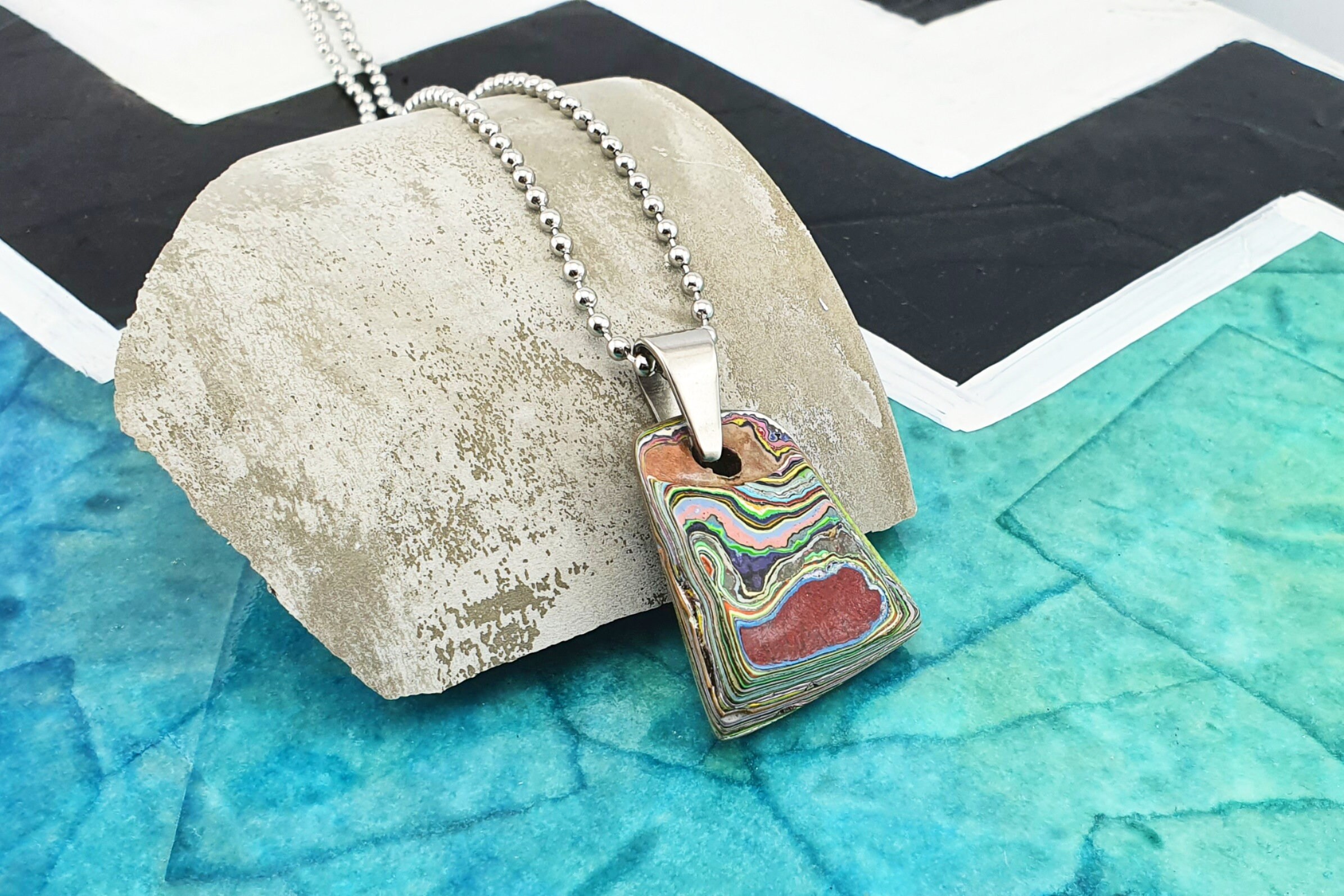 Necklace with pendants made of graffiti lacquer layers | Etsy