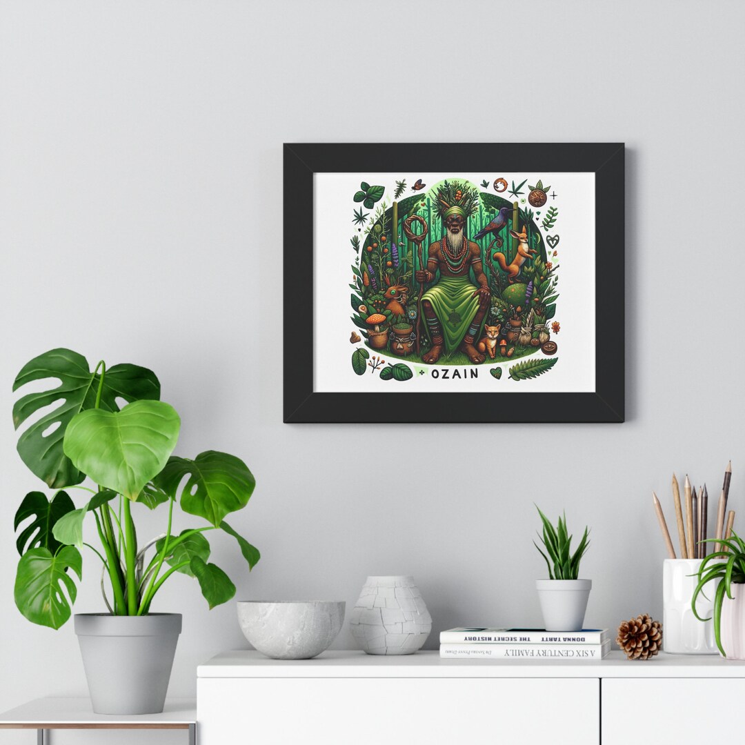Osain Ozain Framed Horizontal Poster: Divine Yoruba Deity Artwork for ...