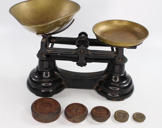 Vintage Librasco Kitchen Weight Scale With Set of Weights Black Cast ...