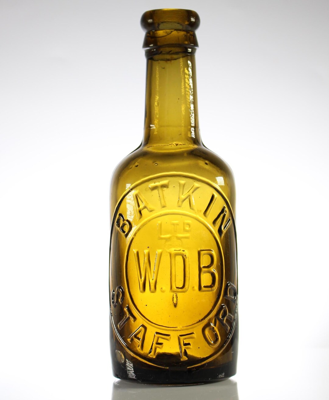 Vintage Antique Brown Glass Bottle Batkin WDB Stafford - Etsy