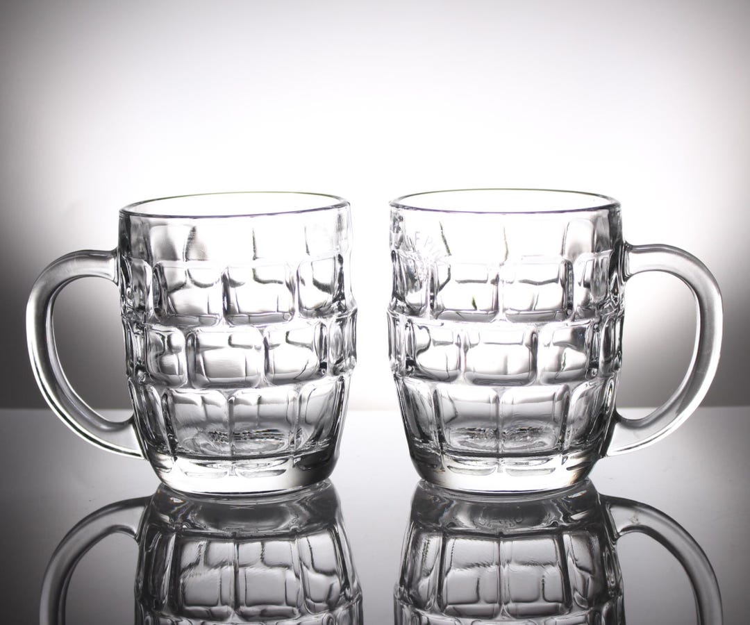 Set of 2 Vintage DEMA CROWN Half Pint Glass Tankards, Made in England ...