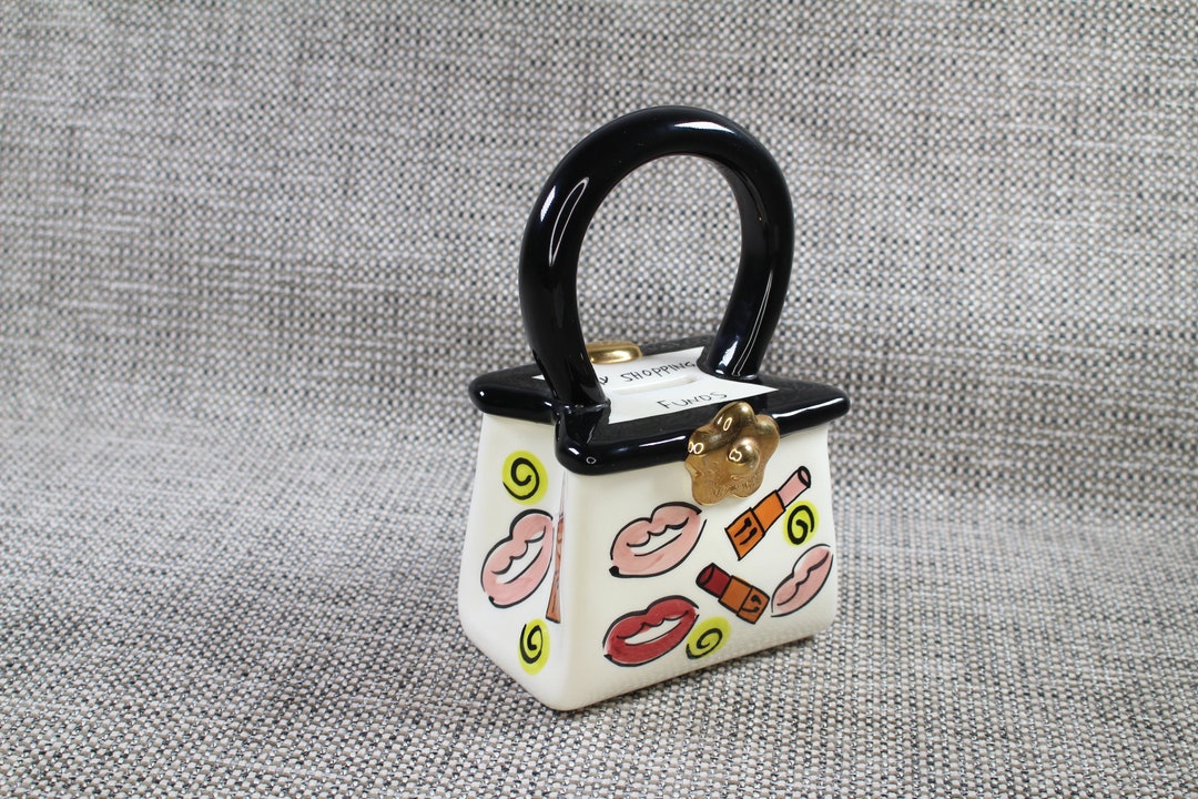 Vintage Ceramic Money Box Piggy Bank Shopping Bag Purse Shape 'my ...