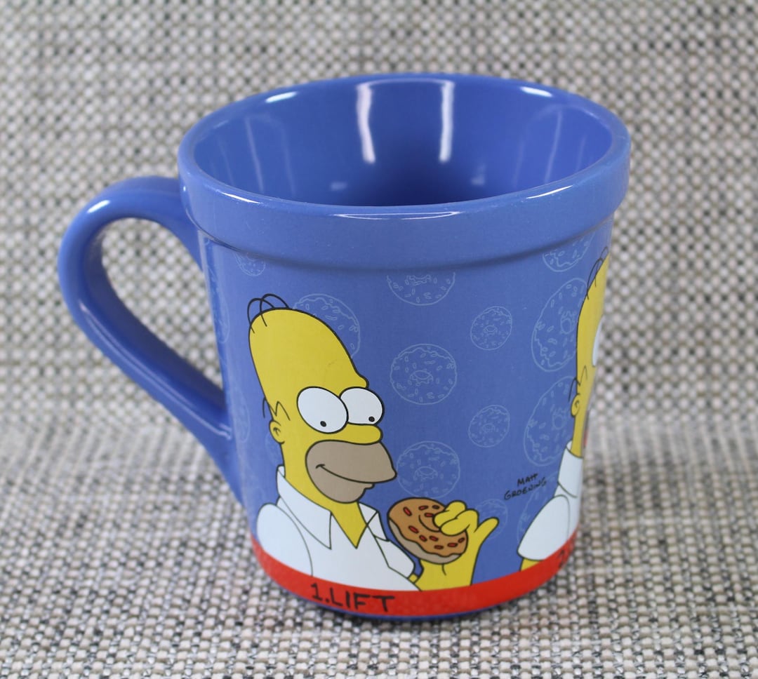 Vintage Large Blue Simpsons Mug 2002 'lift, Open, Eat, Repeat ...