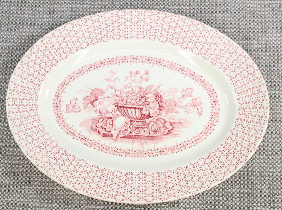 Vintage Empire Ware Porcelain Beverley Red Oval Serving Platter Plate ...