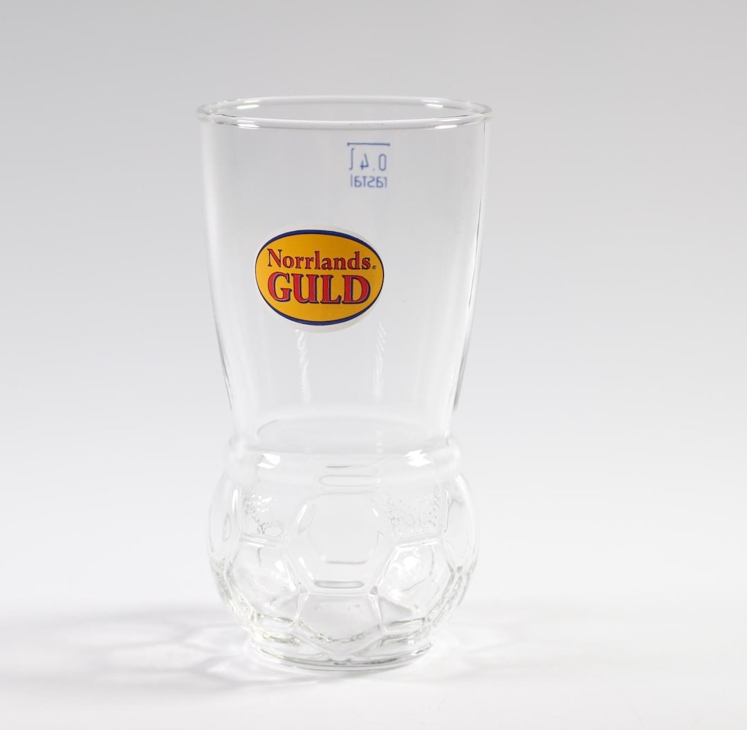 Norrlands GULD Beer Glass Swedish Lager Beer 0.4L Football Ball Shaped ...