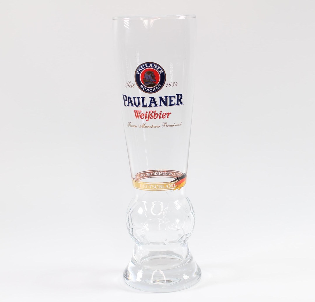 PAULANER Munchen Weissbier German Wheat Beer Glass Football Shaped Base ...