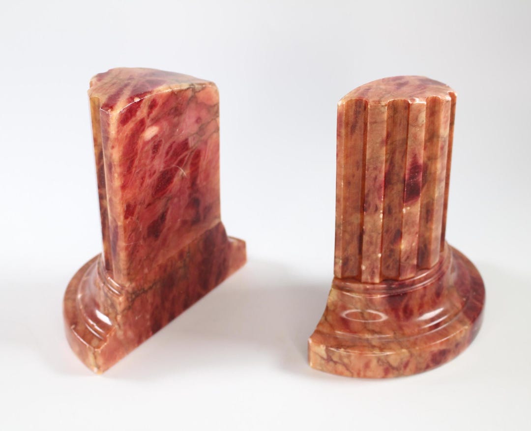 Vintage Art Deco Decorative Book Ends Solid Red Marble Made in Italy ...