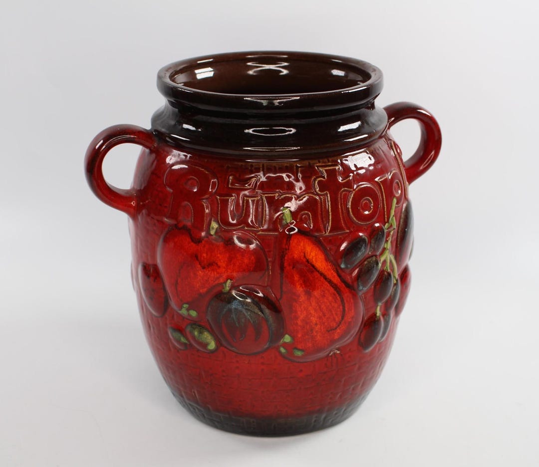 Vintage West German Ceramic Rumtopf Red Storage Jar Pot Retro, Rustic ...