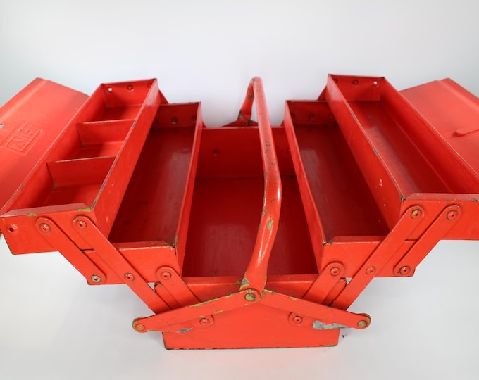 Vintage 5 Tray Cantilever Metal Tool Box Red TALCO 17 X 8 X 8.5 Made in ...