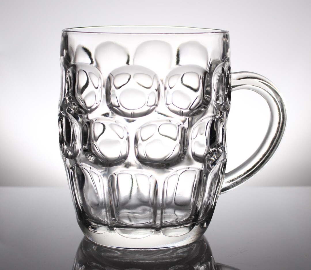 Vintage Beer Glass Tankard RAVENHEAD Made in England, 1 Pint Dimpled ...