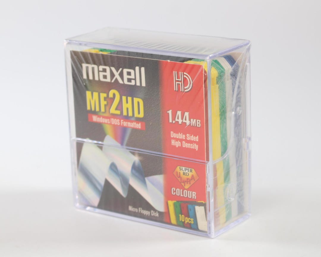 Vintage Maxell MF2HD 1.44MB Micro Floppy Disks Pack of 10 - Colour New ...