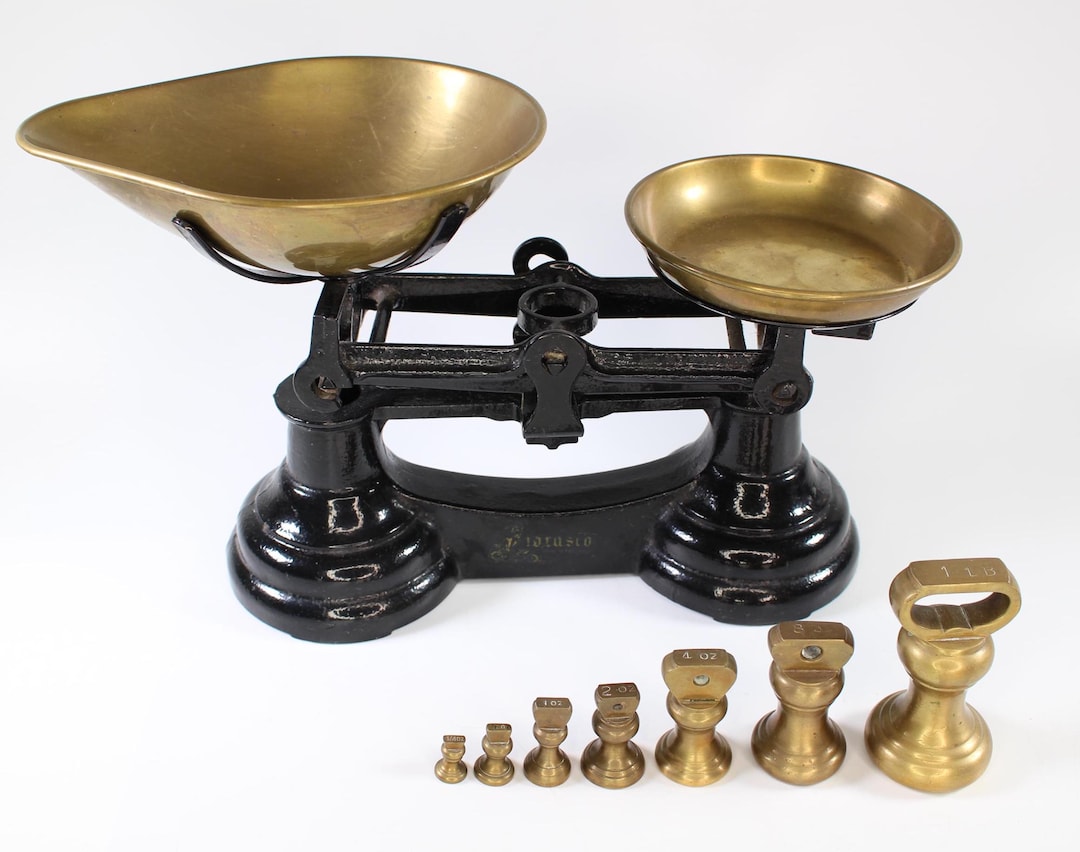 Vintage Librasco Kitchen Weight Scale With Set of Weights Black Cast ...