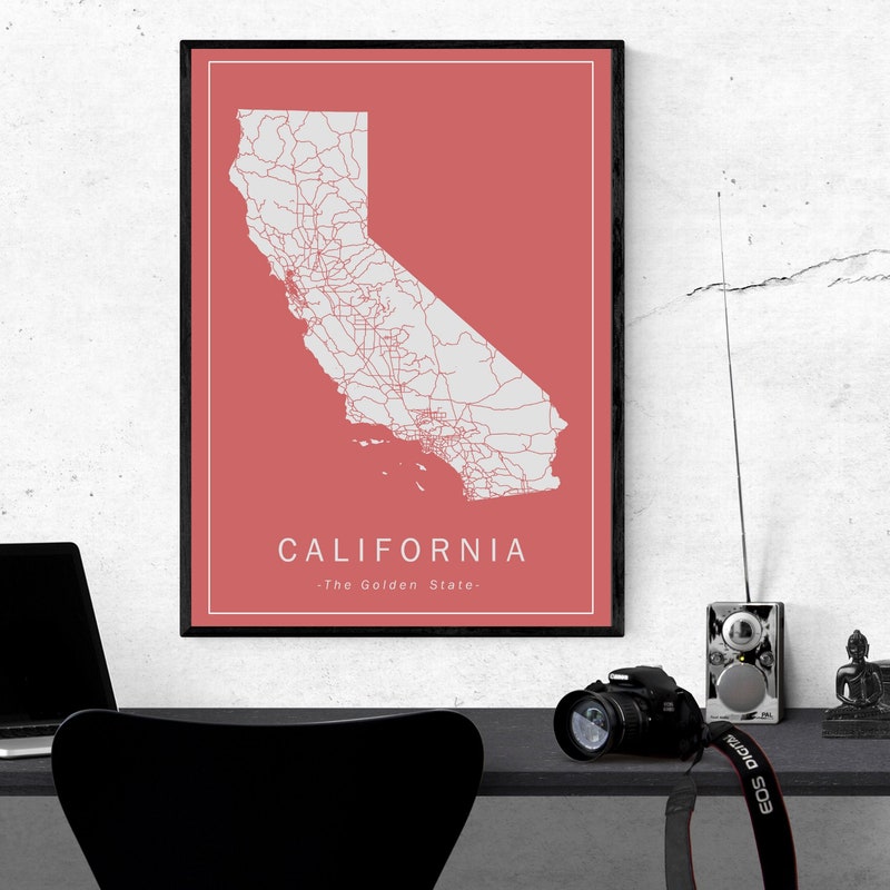 Laminated Map of California - Etsy