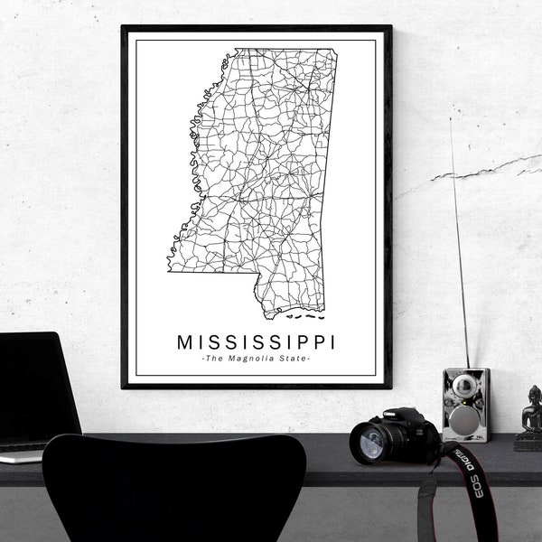 Mississippi Road Map - Etsy