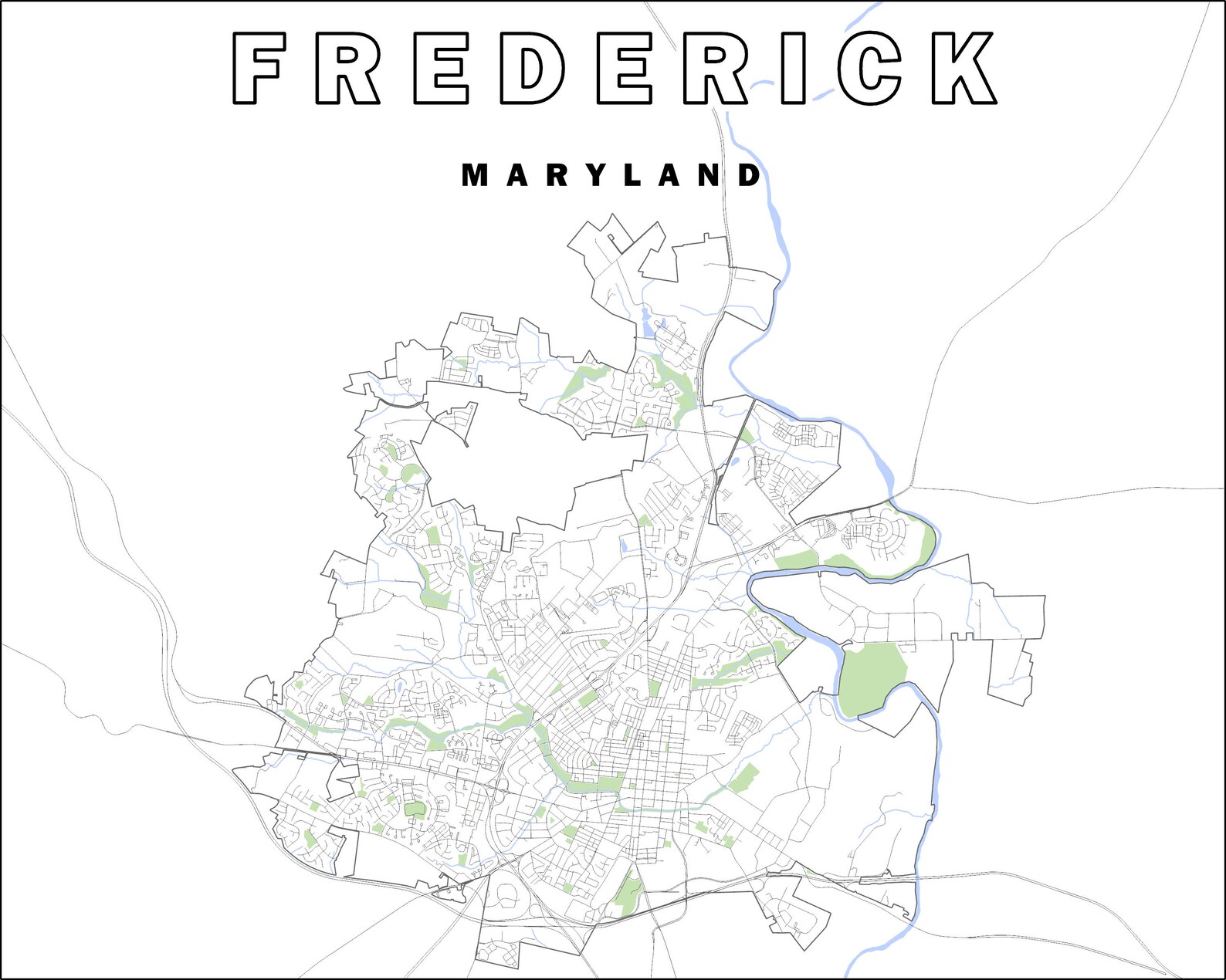 Frederick Map Print, Minimalist Map Art, Frederick MD, Housewarming ...