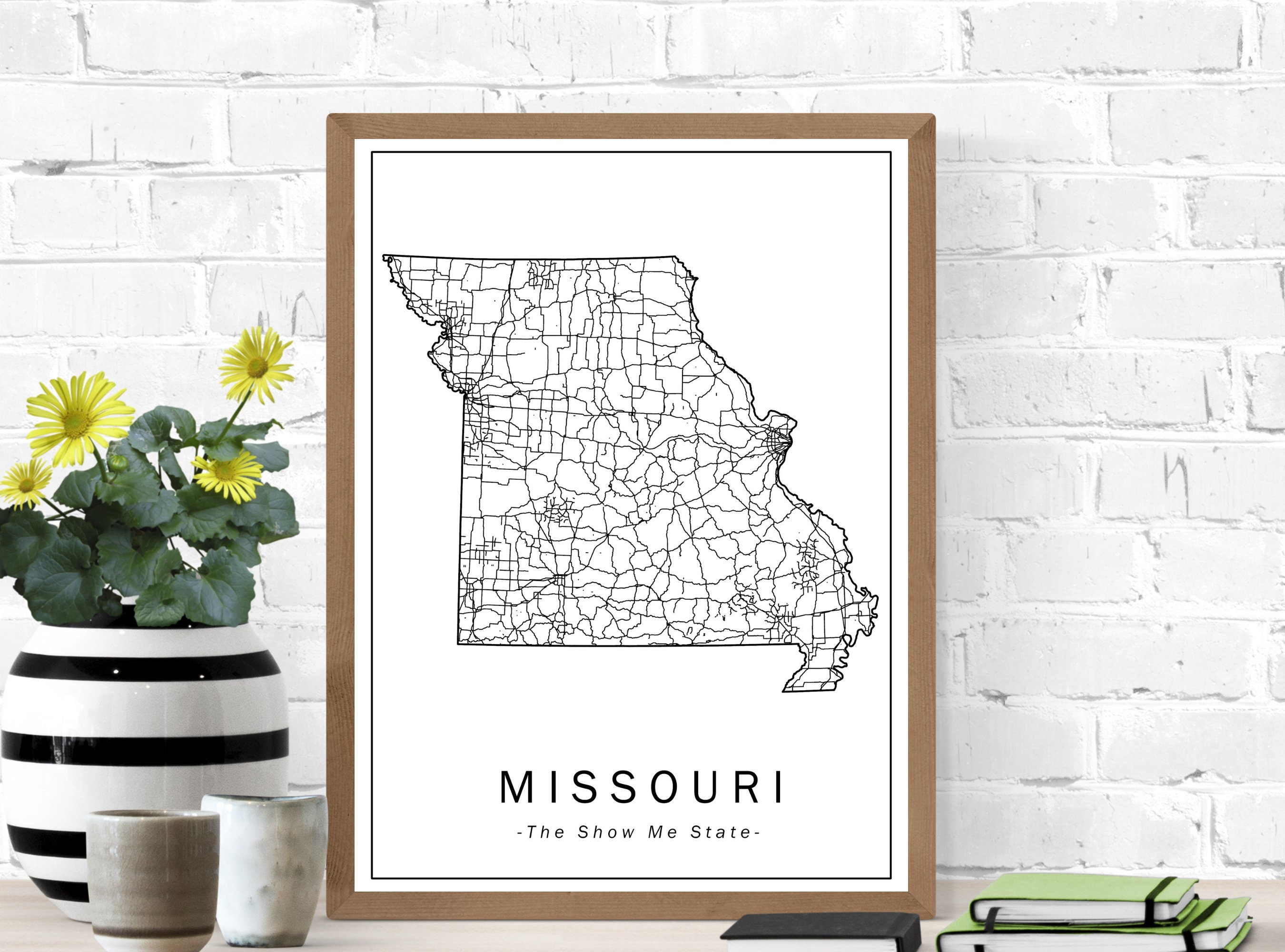 Missouri Map Print, Road Map, Map Art, the Show-me State, Instant ...