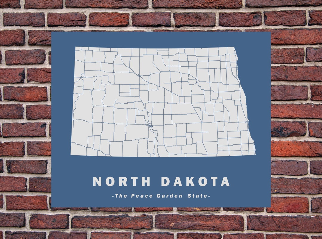 North Dakota Map Art, Map Print, Road Map, Digital Download, State ...