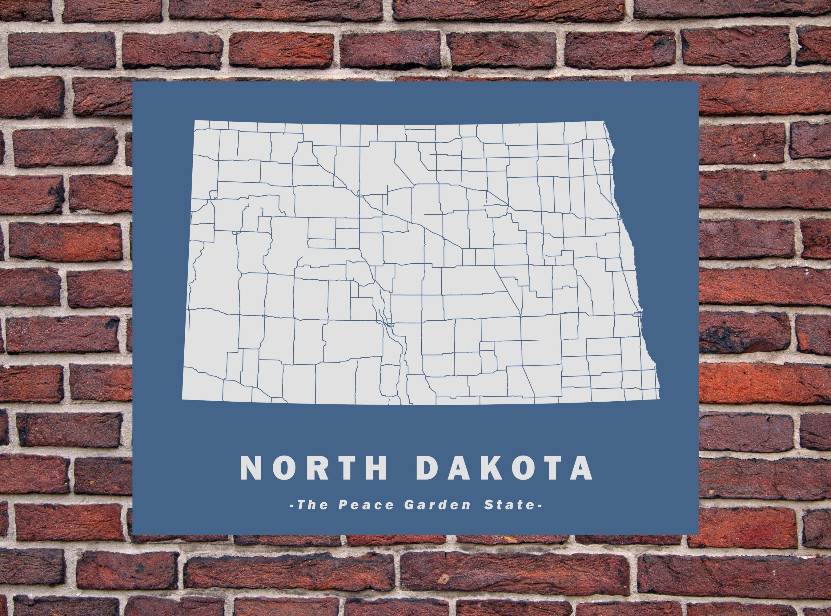 North Dakota Map Art, Map Print, Road Map, Digital Download, State ...