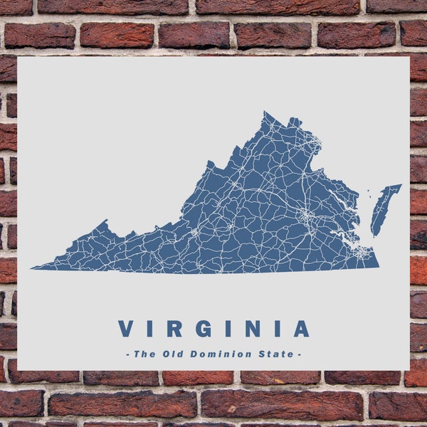 Laminated Map of Virginia - Etsy