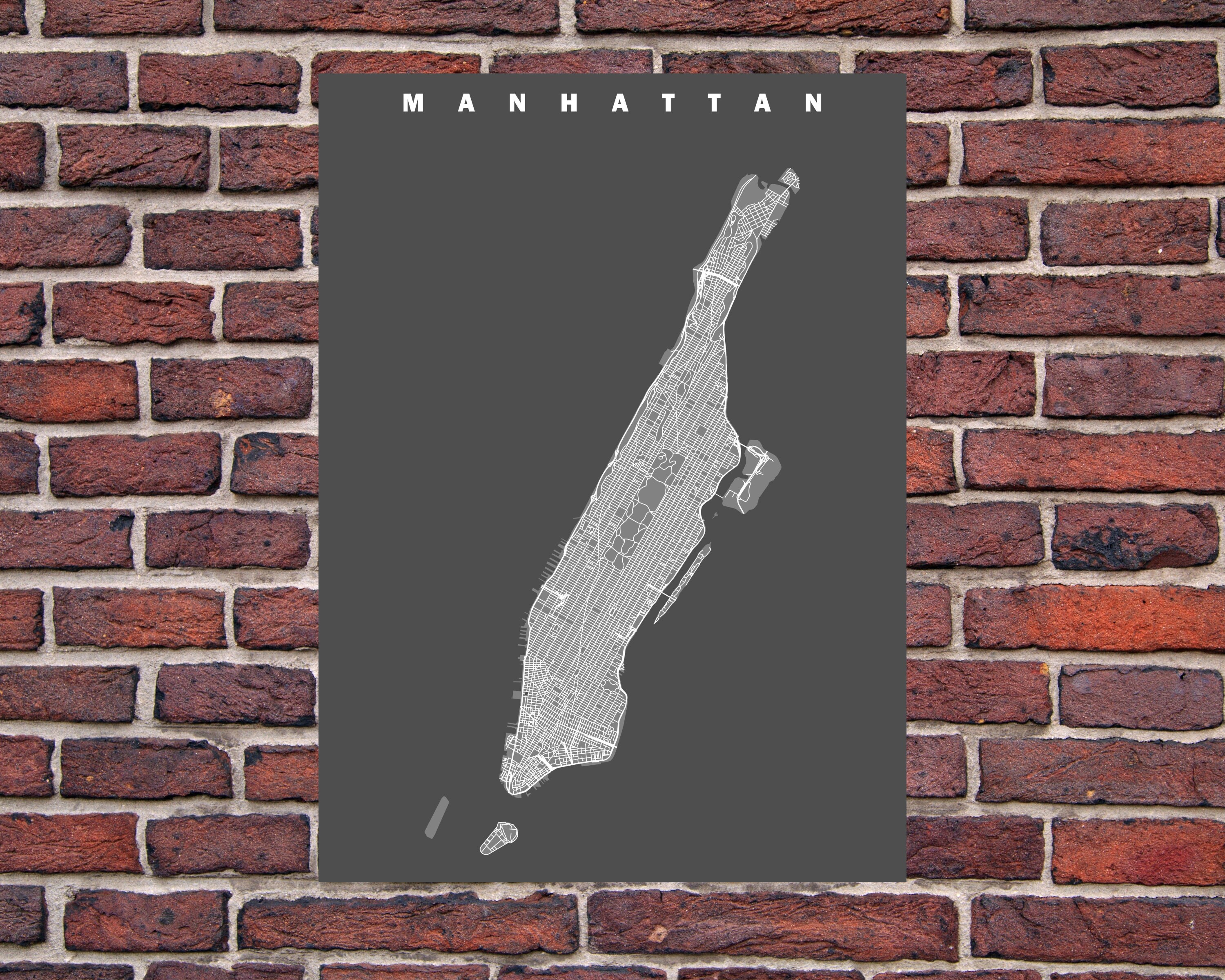 Manhattan Map Print Road Map Custom Wall Art Digital Map - Etsy