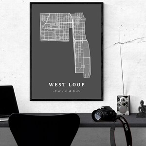 West Loop Chicago Neighborhood Map, Wall Art, Map Print, Home Office ...