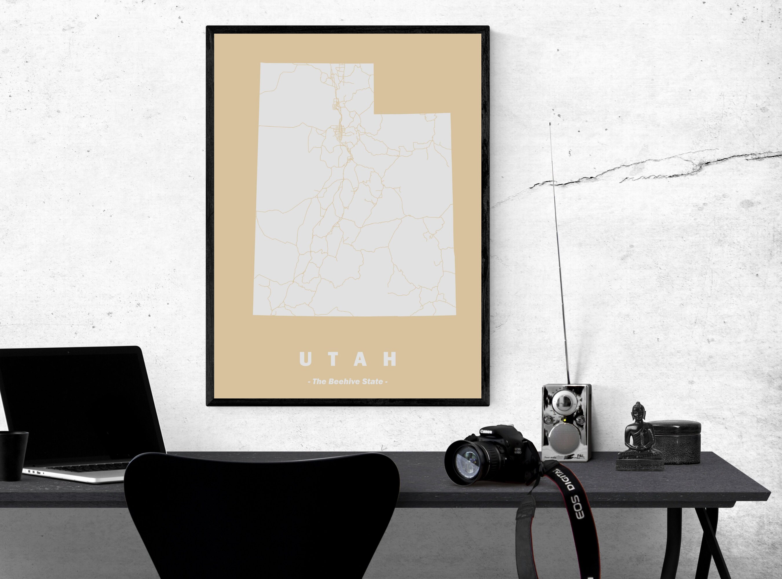 Utah Map Art, Map Print, Road Map, Digital Download, State Nickname Map ...