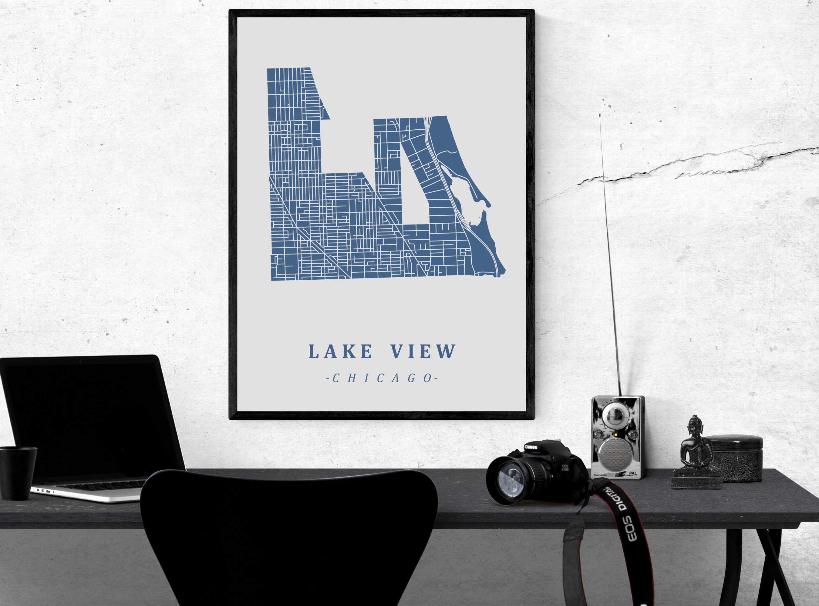 Lakeview Chicago Neighborhood Map, Wall Art, Map Print, Home Office ...