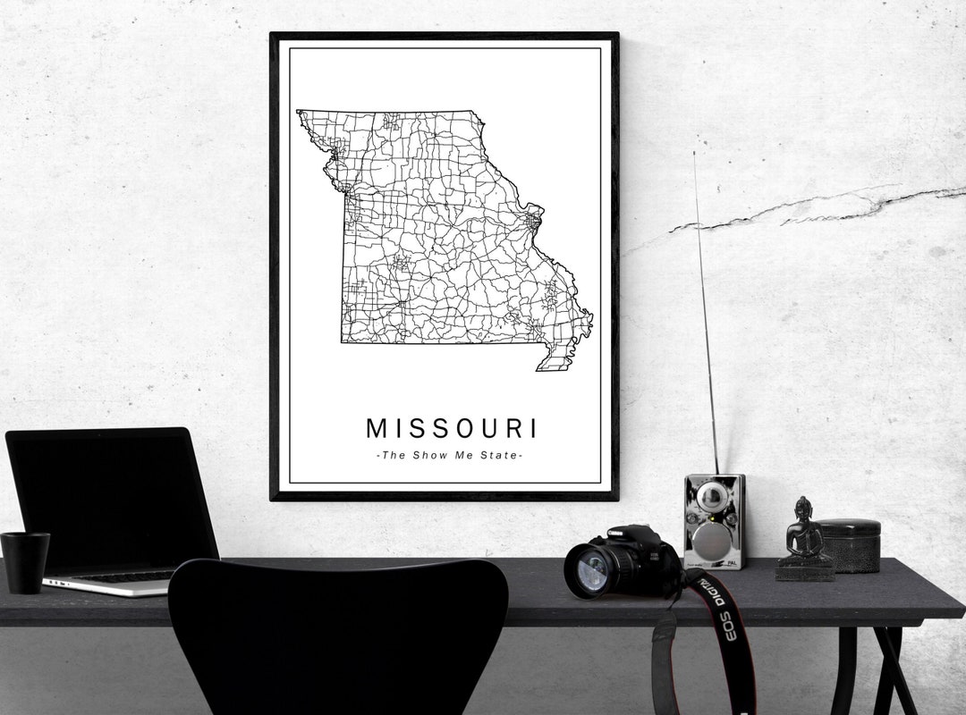 Missouri Map Print, Road Map, Map Art, the Show-me State, Instant ...