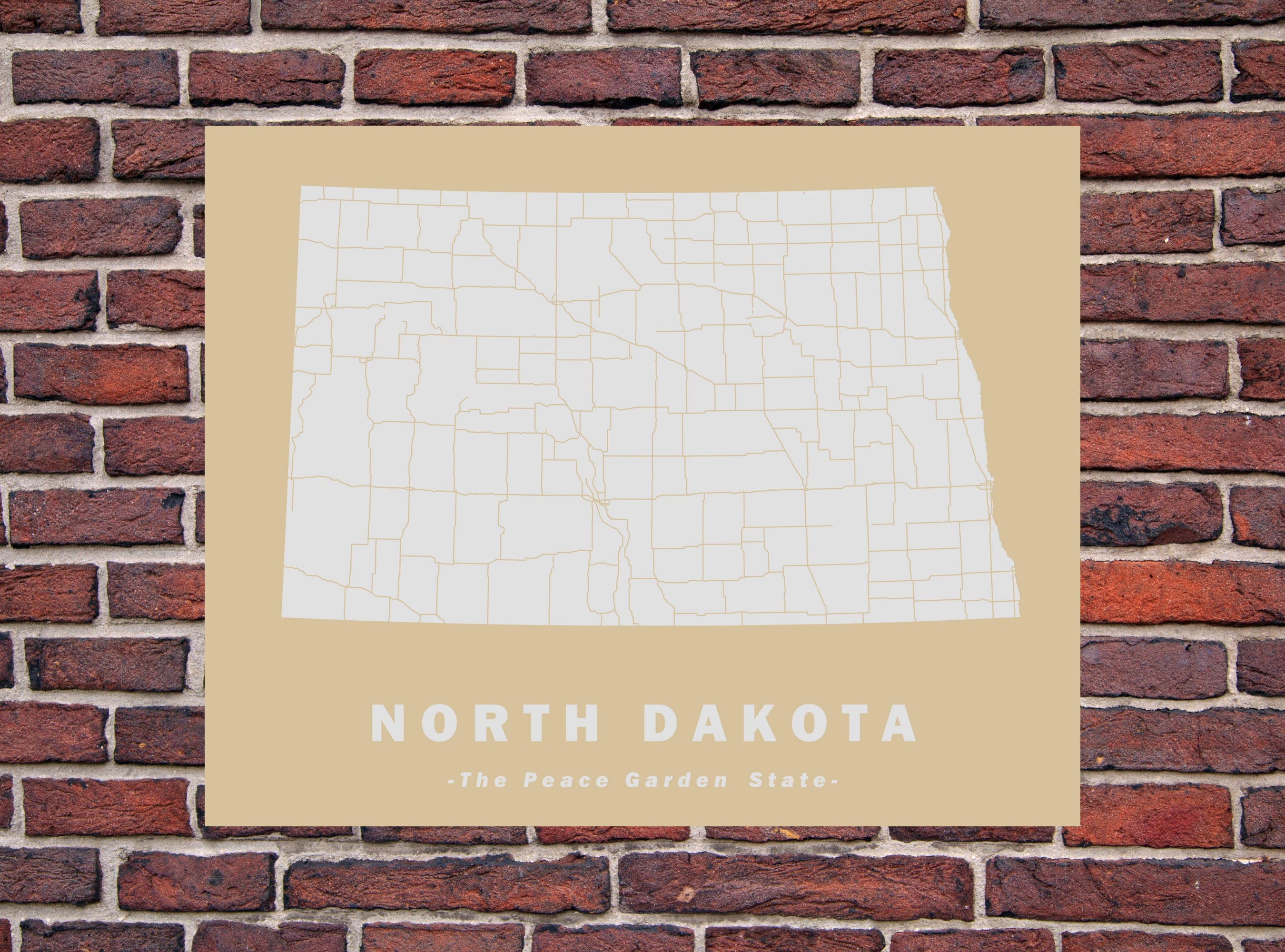 North Dakota Map Art, Map Print, Road Map, Digital Download, State ...