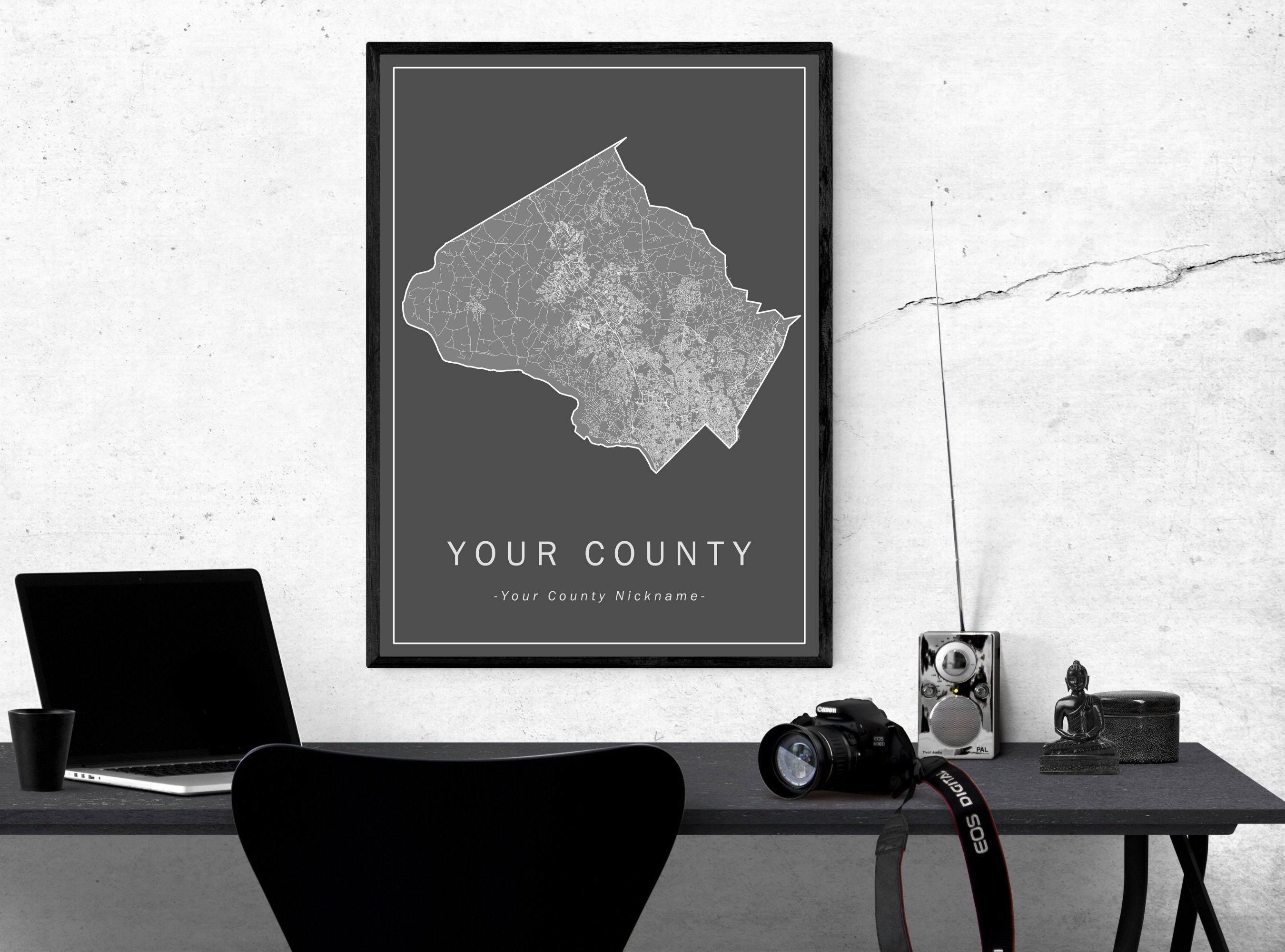 DIGITAL Custom Map Print, Street Map, Any Zipcode County City State ...