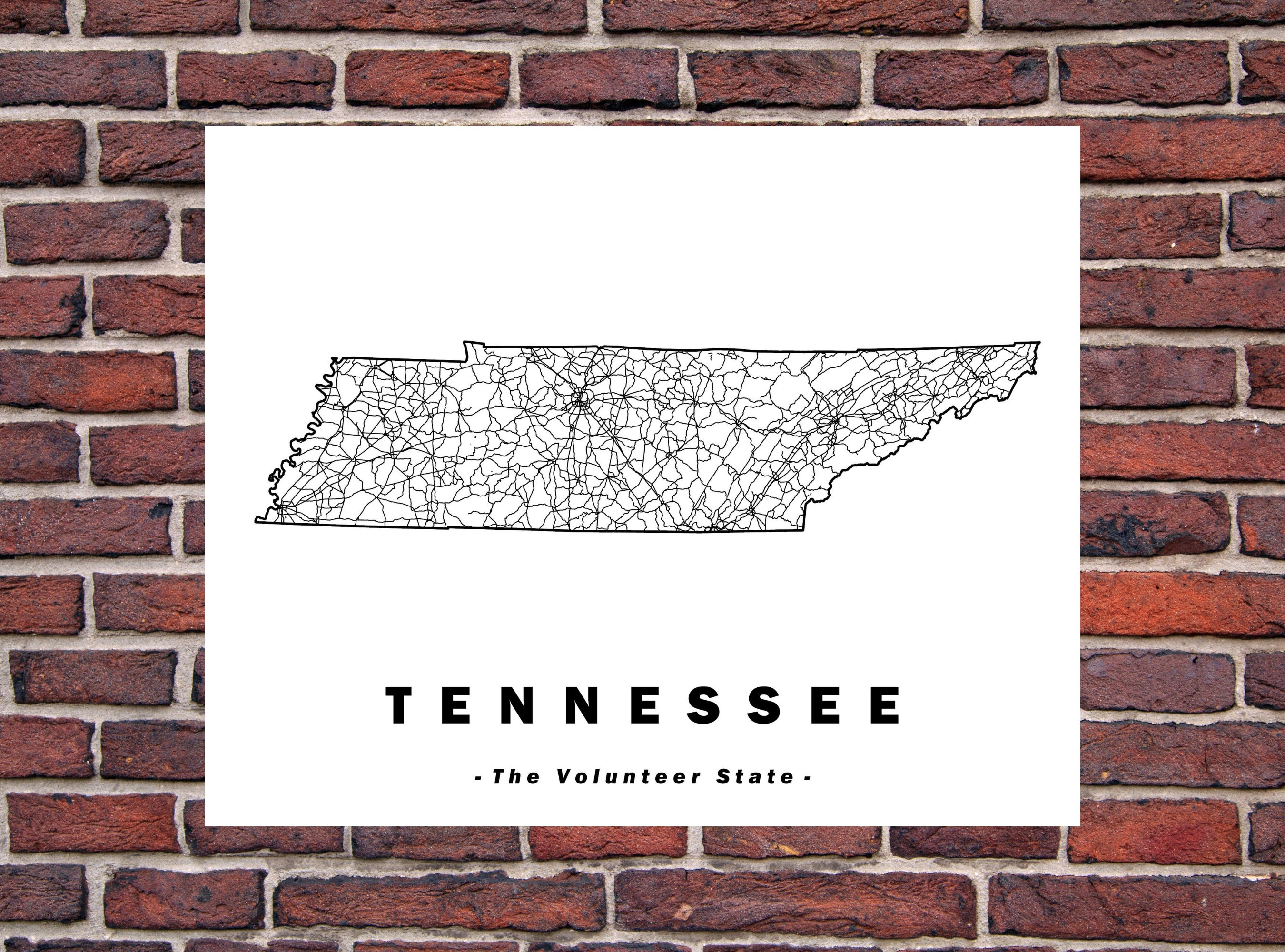Tennessee Map Art Map Print Road Map the Volunteer State - Etsy