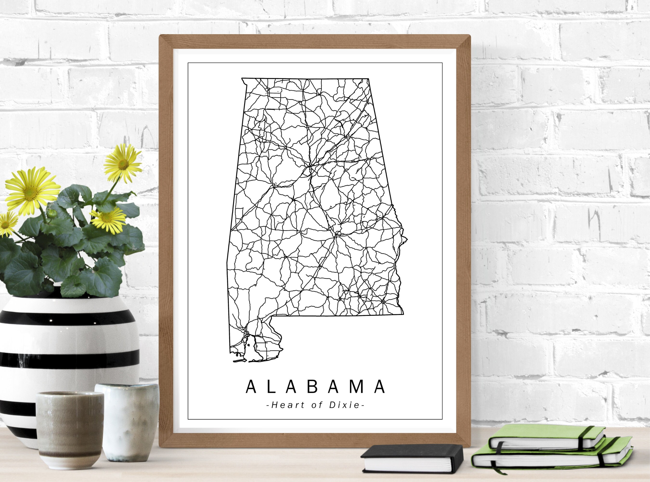 Alabama Map Print, Map Art, Road Map, Instant Download, Digital ...