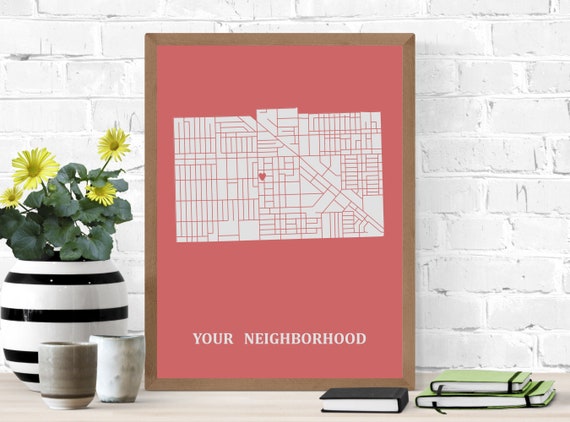 Custom Neighborhood Map Personalized Map Print Map Gift | Etsy