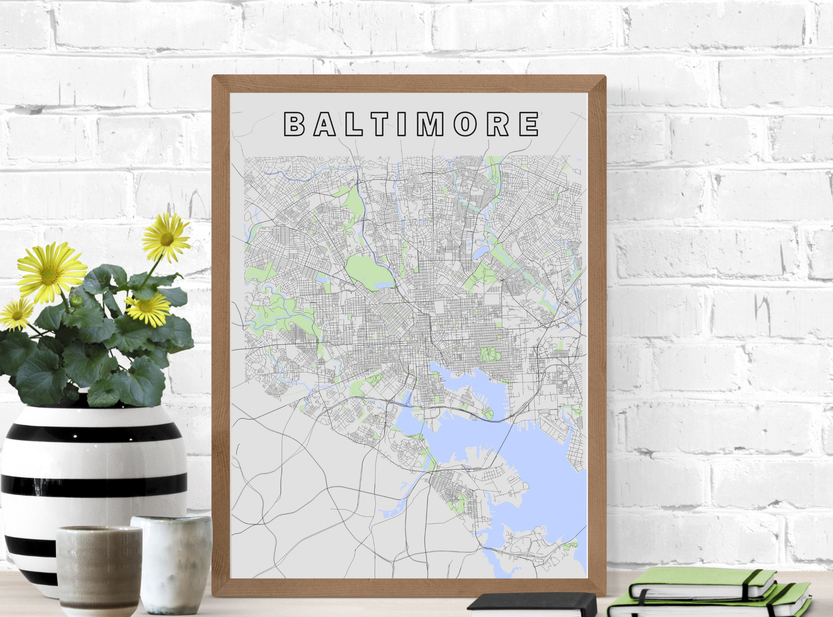 Baltimore Map Print, Map Art, City Street Map, Digital Download, Road ...