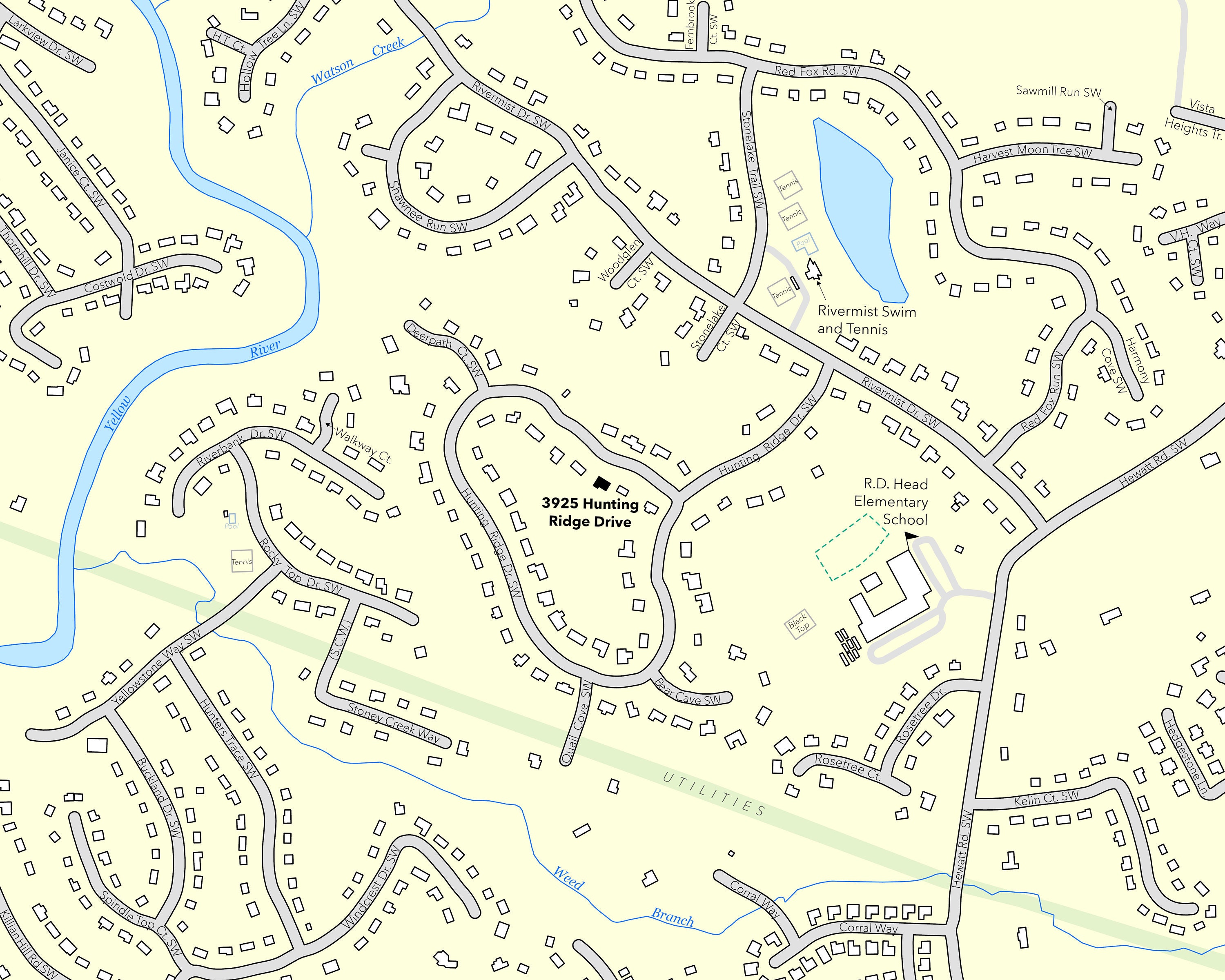 Custom Neighborhood Map, Personalized Map Gift, Map Print, Digital ...