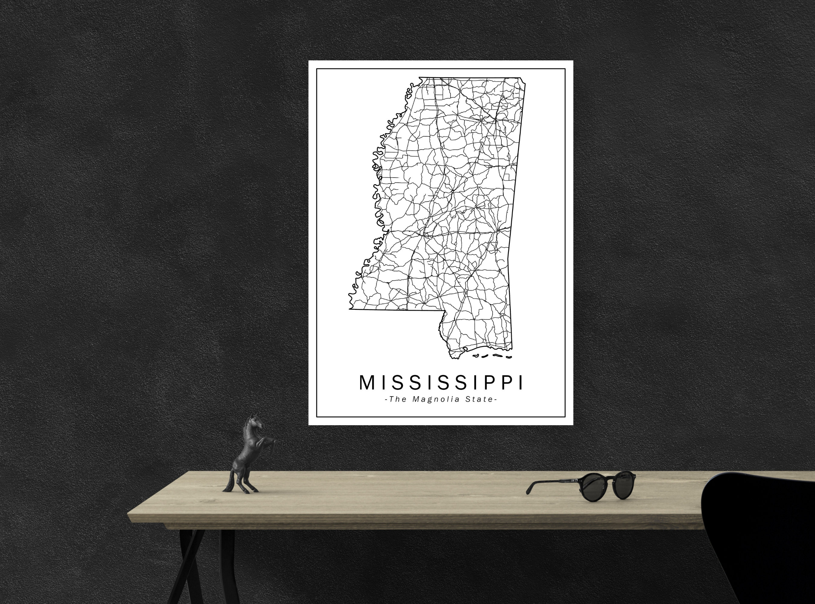 Mississippi Map Print, Map Art, Road Map, Instant Download, Digital ...