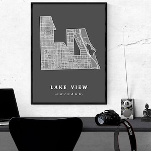 Lakeview Chicago Neighborhood Map, Wall Art, Map Print, Home Office ...