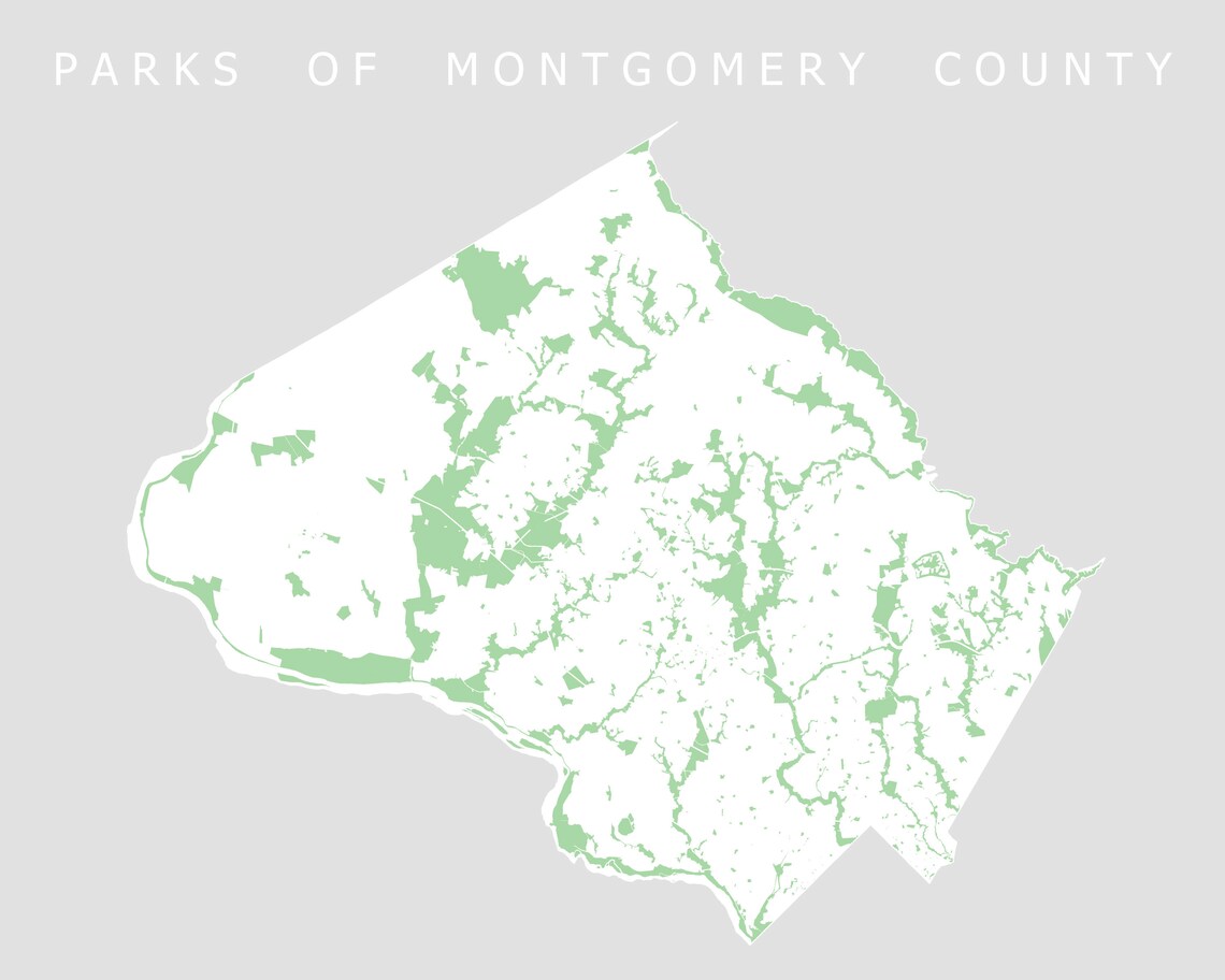 County Parks Map Poster Montgomery County MD Simple - Etsy