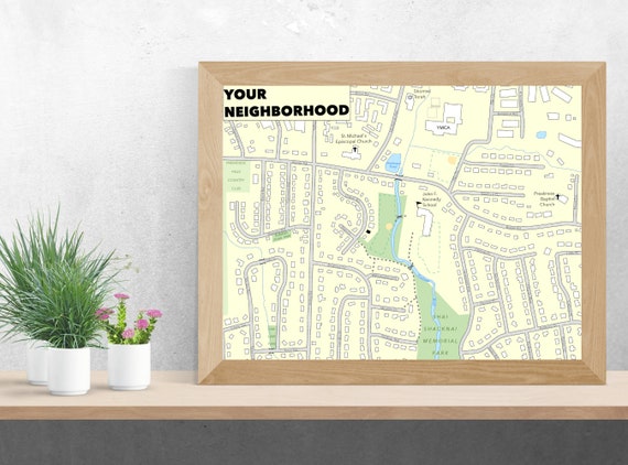 Custom Neighborhood Map Personalized Map Print Instant | Etsy